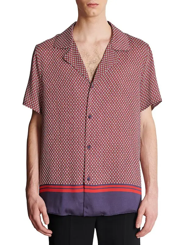 Balmain Logo Print Camp Shirt