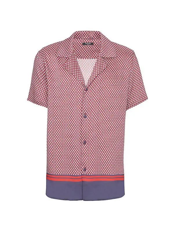 Balmain Logo Print Camp Shirt