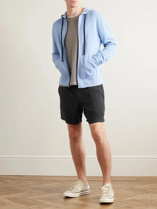 JAMES PERSE Straight-leg Garment-dyed Linen Drawstring Shorts - Black