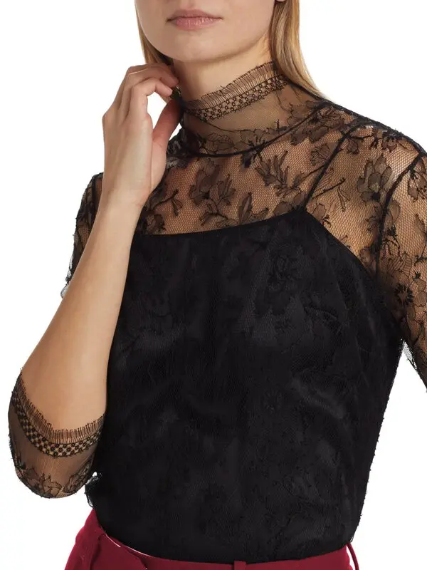 Adam Lippes Samira High-neck Lace Top