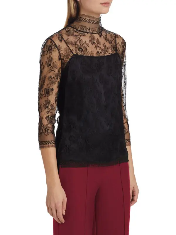 Adam Lippes Samira High-neck Lace Top