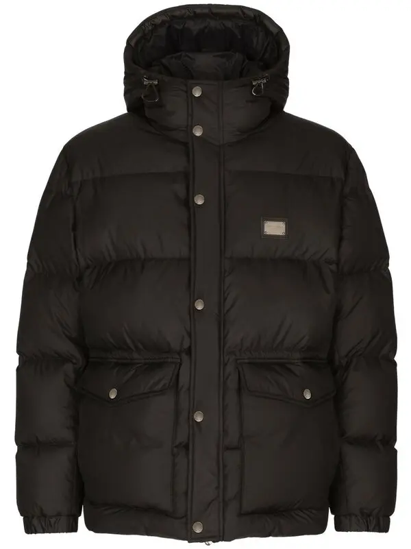 Dolce & Gabbana Logo-plaque Padded Hooded Jacket - Black