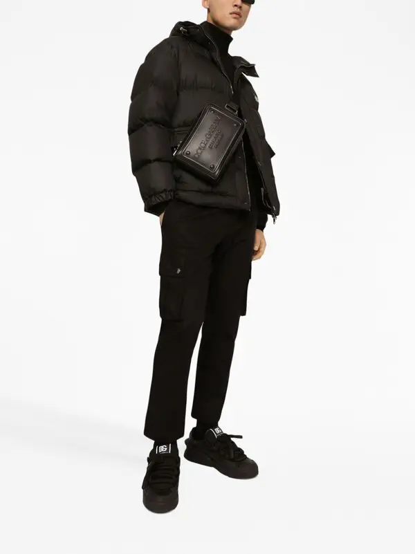 Dolce & Gabbana Logo-plaque Padded Hooded Jacket - Black