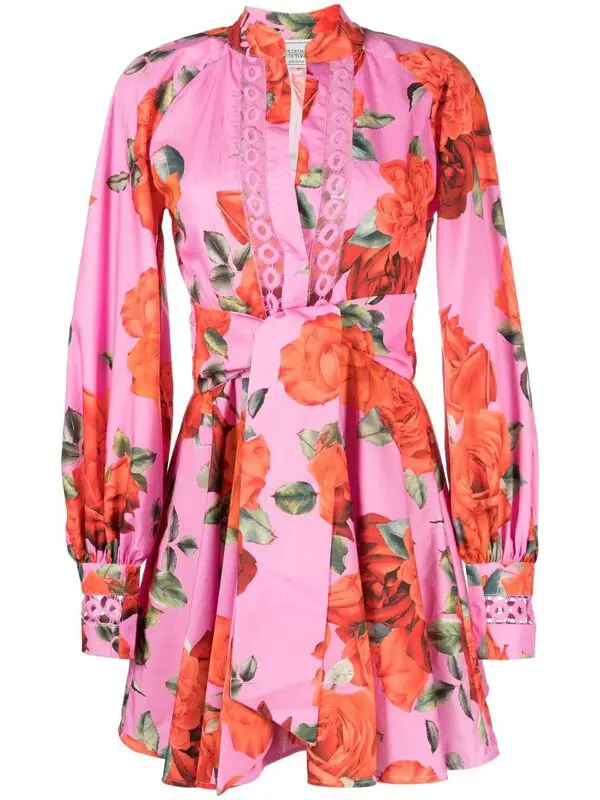 FORTE DEI MARMI COUTURE Floral-print Belted Dress - Pink