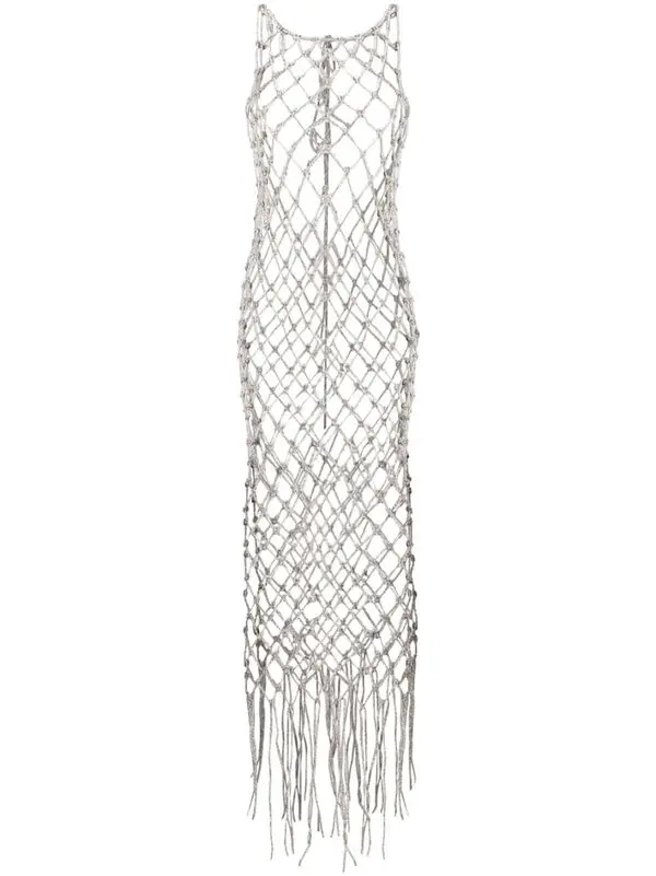Giuseppe Di Morabito Rhinestone-embellished Fishnet Maxi Dress