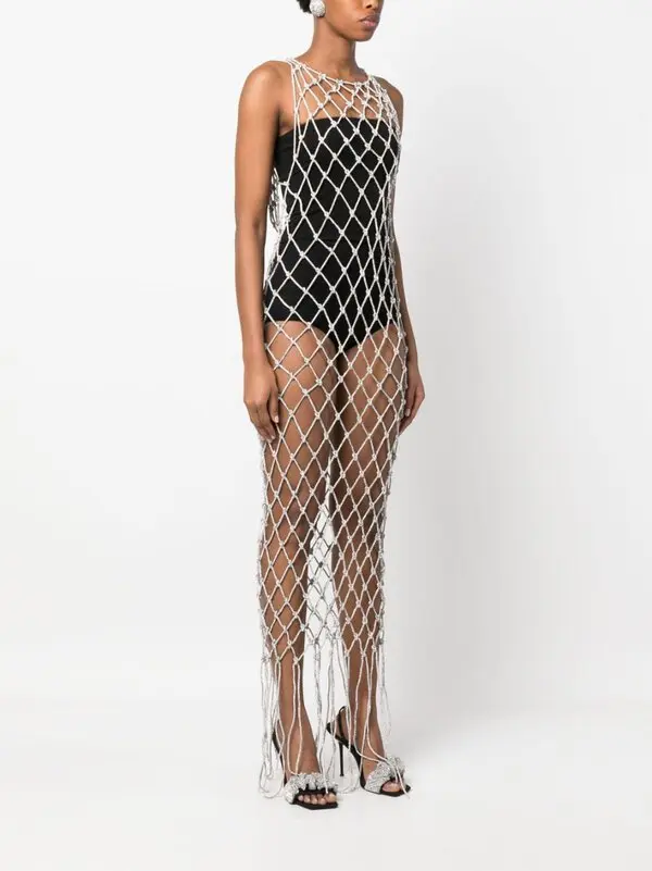 Giuseppe Di Morabito Rhinestone-embellished Fishnet Maxi Dress