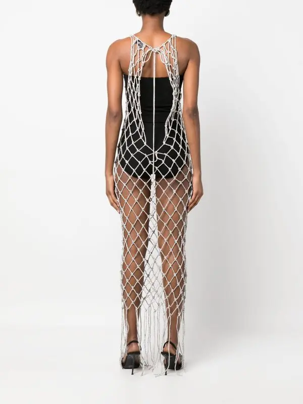 Giuseppe Di Morabito Rhinestone-embellished Fishnet Maxi Dress