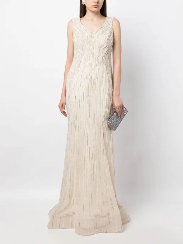 SAIID KOBEISY Beaded Open-back Gown