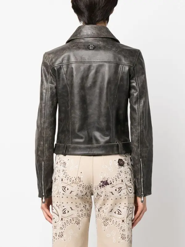 Philipp Plein Leather Biker Jacket