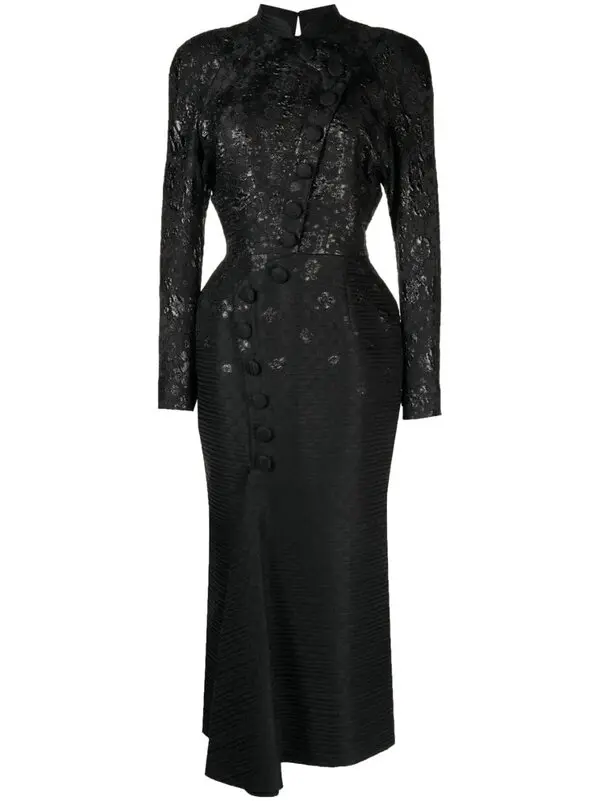 SAIID KOBEISY Brocade-effect Long-sleeve Dress