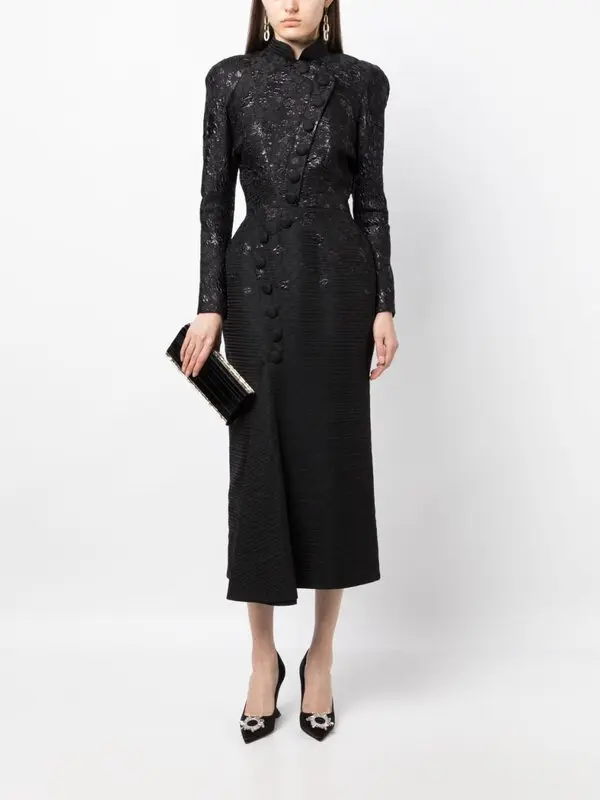SAIID KOBEISY Brocade-effect Long-sleeve Dress