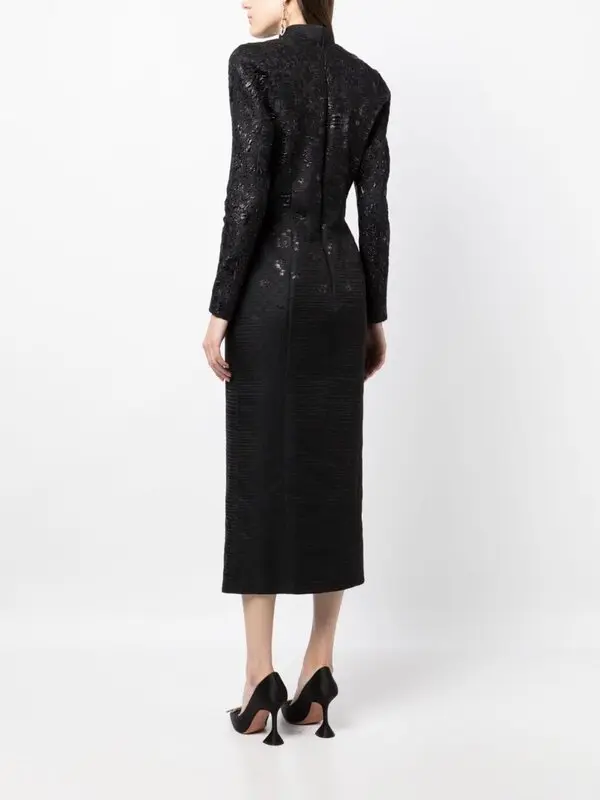 SAIID KOBEISY Brocade-effect Long-sleeve Dress