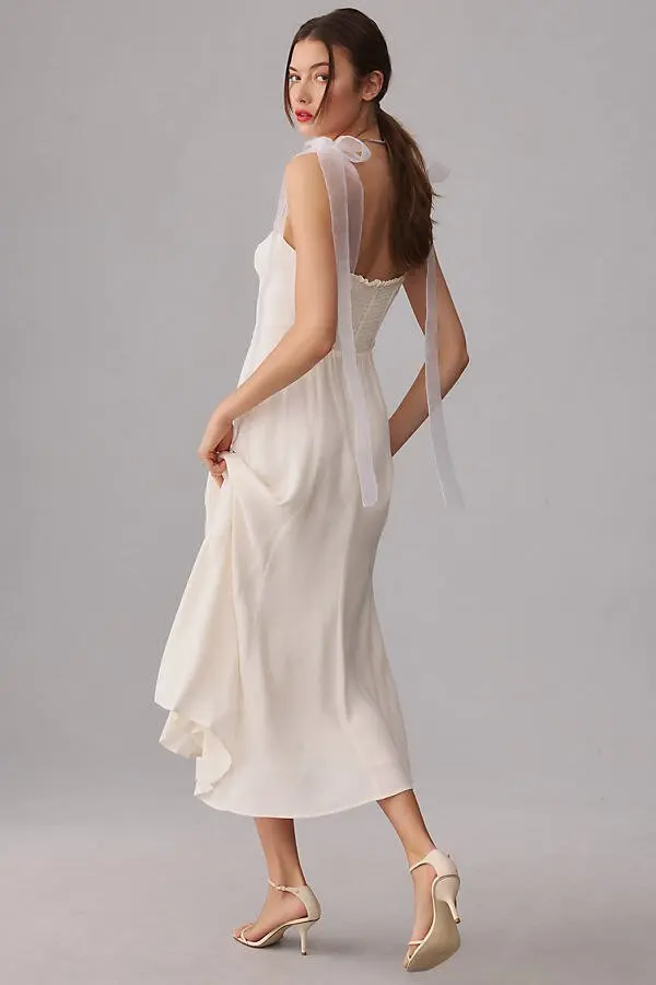 reformation long white dress Reformation Everett Linen Midi Dress