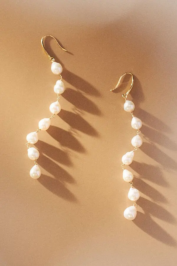Anthropologie Freshwater Pearl Drop Earrings - Gold