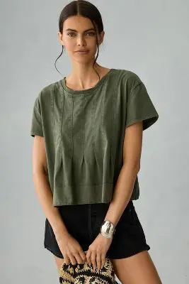 PILCRO Pleated Tee - Green