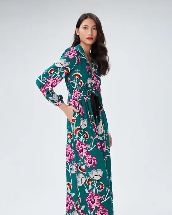 Diane Von Furstenberg Lilo Dress - Tiger Lily Med Quetzal Green |  Editorialist