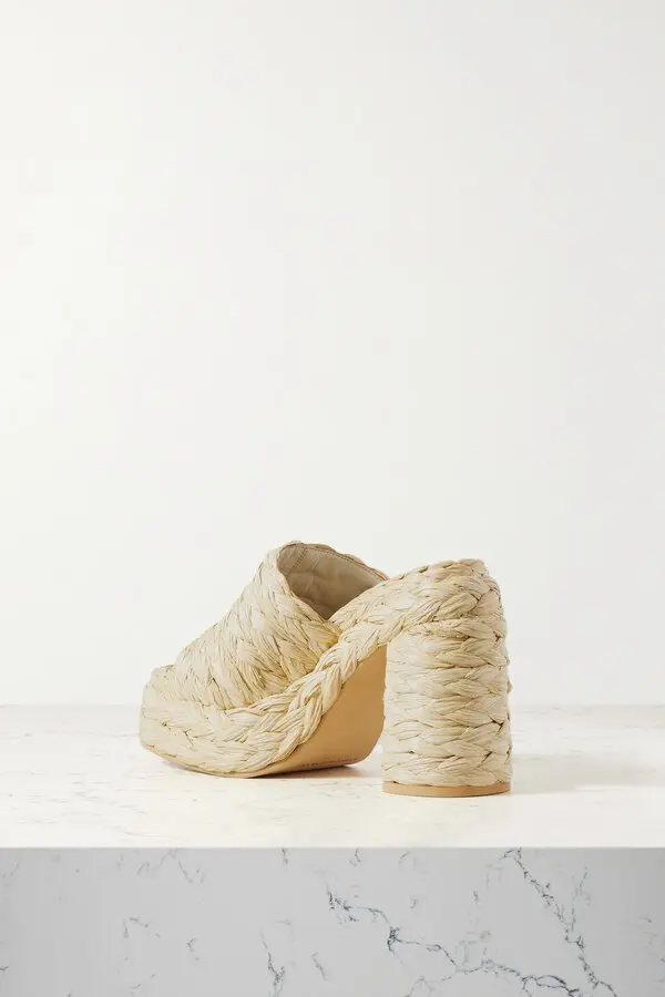 Stella McCartney Raffia Platform Mules - Neutrals