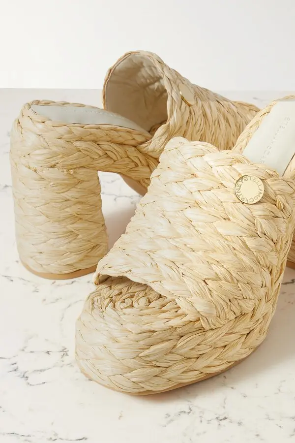 Stella McCartney Raffia Platform Mules - Neutrals