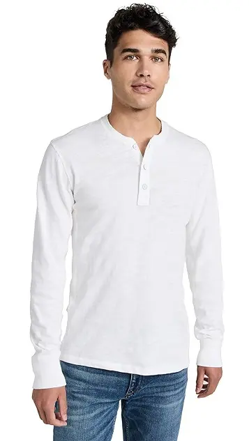 Rag & Bone Long Sleeve Classic Henley - White