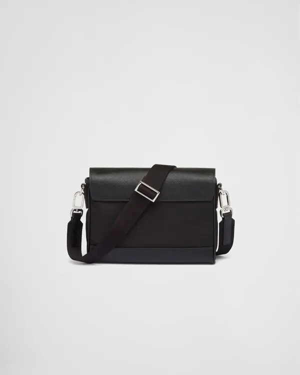 Prada Re-Nylon And Saffiano Leather Shoulder Bag - Black