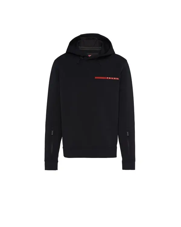 Prada Recycled Double Jersey Hoodie - Black
