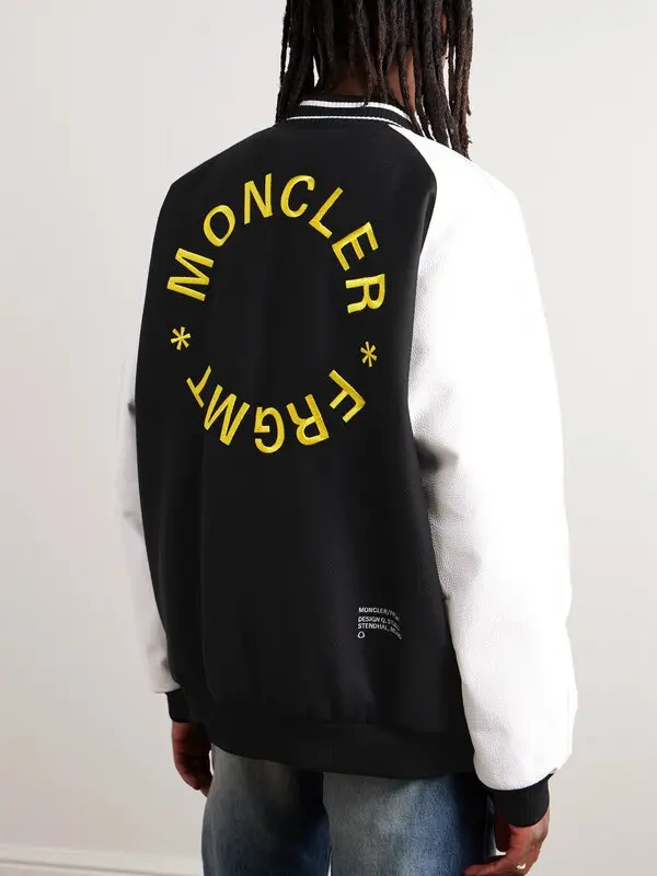 Moncler 7 Frgmt Hiroshi Fujiwara Celsia Wool-blend Felt And Full-grain Leather Down Varsity Jacket