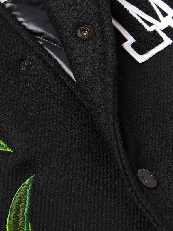 Moncler 7 Frgmt Hiroshi Fujiwara Celsia Wool-blend Felt And Full-grain Leather Down Varsity Jacket