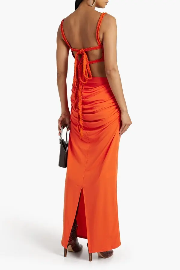 open lace back dress Tangerine Slip Dress