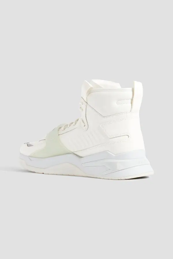 Balmain B-Ball Leather High-Top Sneakers Eu 41 In White 50% Off