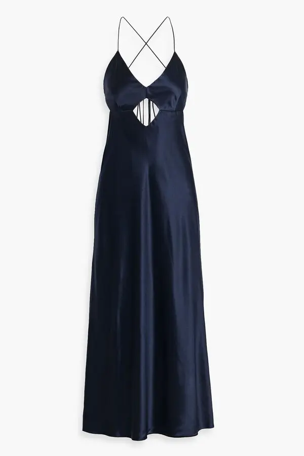Michelle Mason Silk-satin Midi Dress - Navy