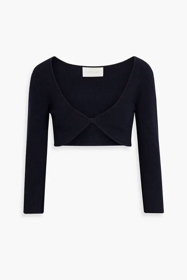 Michelle Mason Cropped Ribbed-knit Top - Midnight Blue