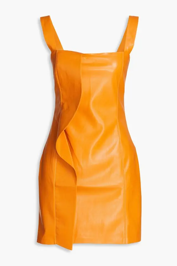 Nanushka Inara Ruffled Vegan Leather Mini Dress