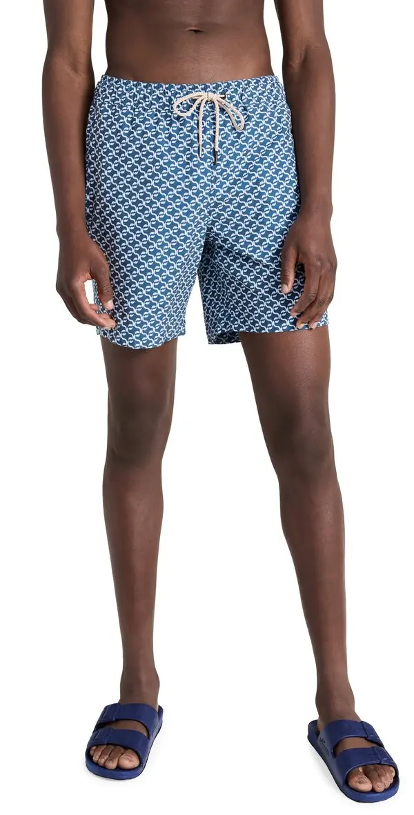 FAIR HARBOR The Bayberry Swim Trunks 7 - Navy Geo
