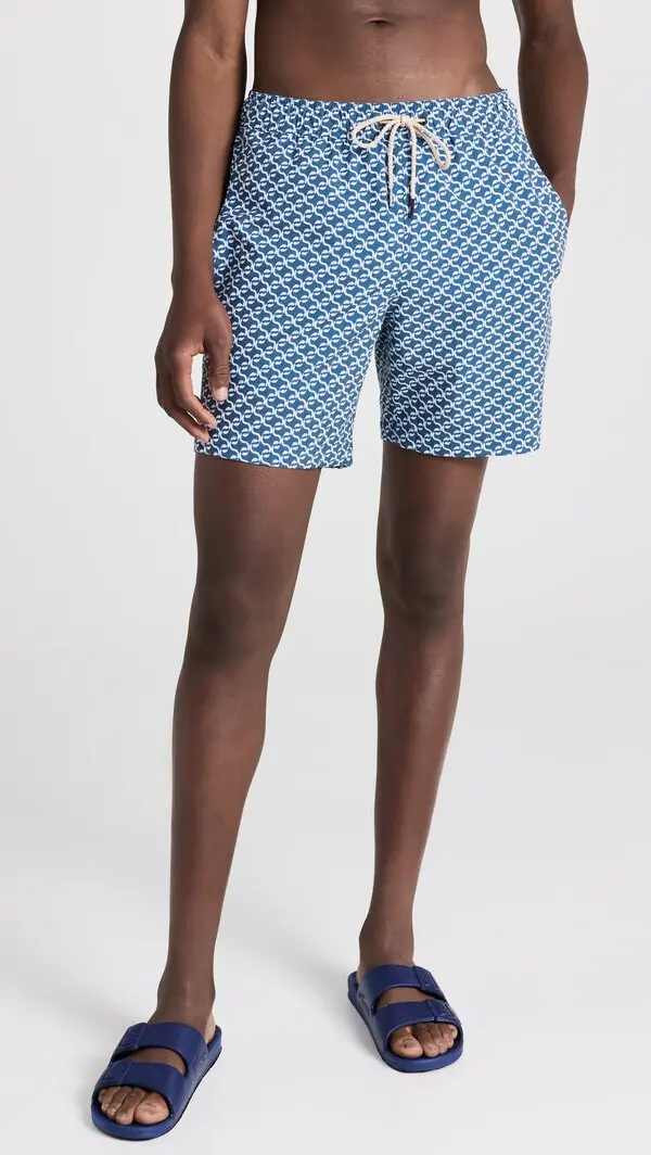 FAIR HARBOR The Bayberry Swim Trunks 7 - Navy Geo