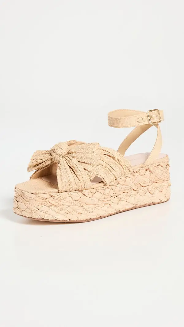 LOEFFLER RANDALL Gaby Pleated Bow Braided Espadrilles - Natural