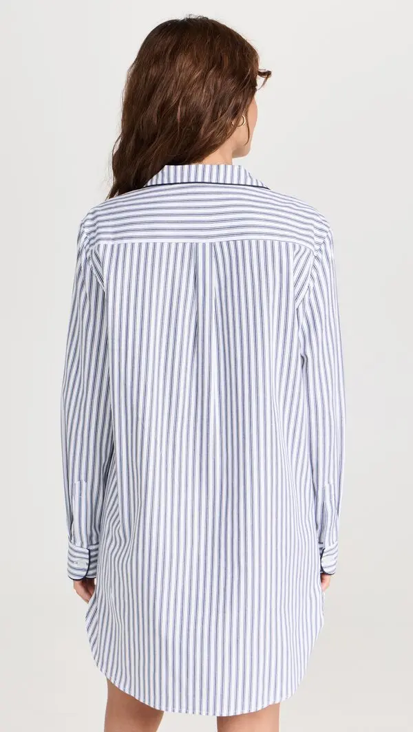 PETITE PLUME Navy French Ticking Nightshirt