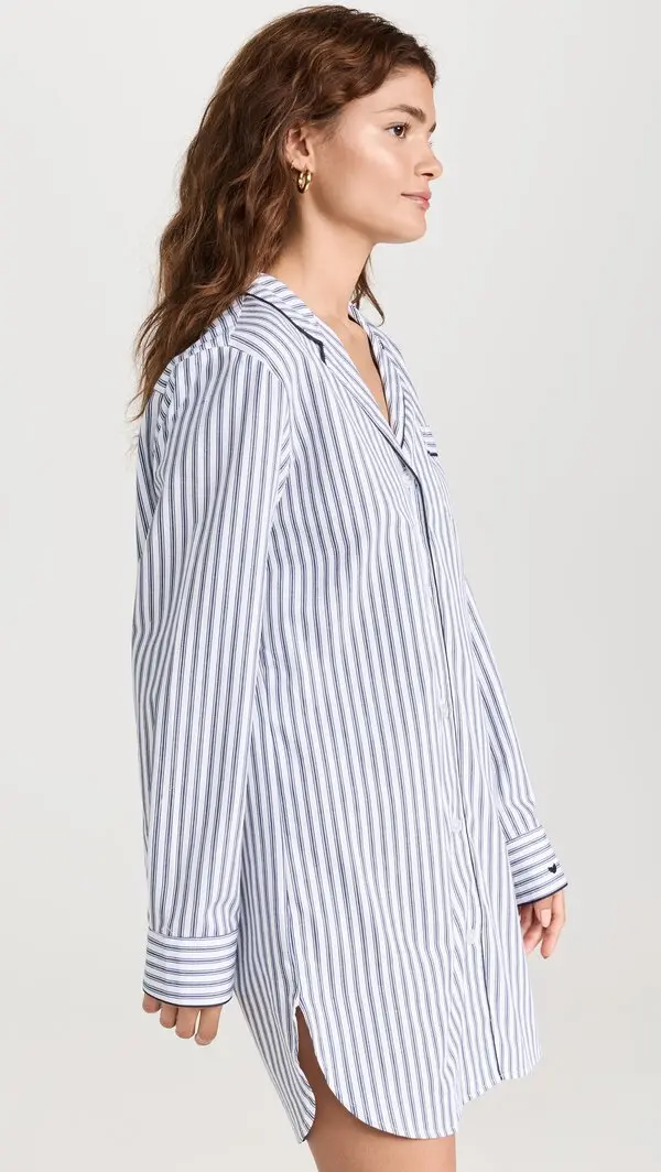 PETITE PLUME Navy French Ticking Nightshirt