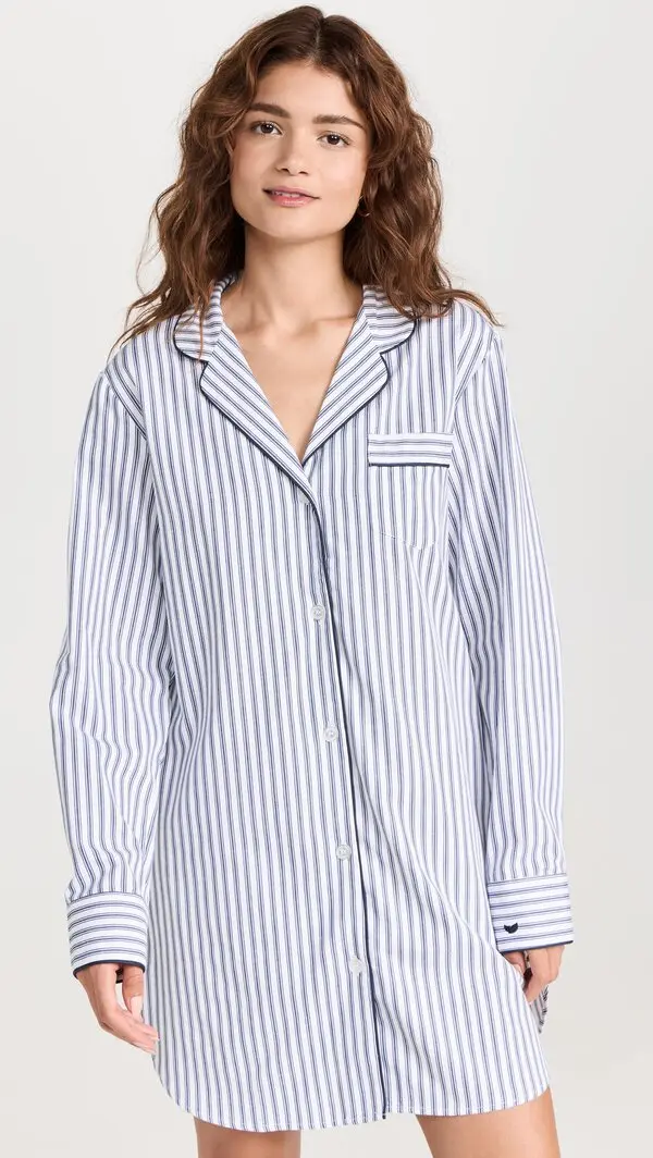 PETITE PLUME Navy French Ticking Nightshirt