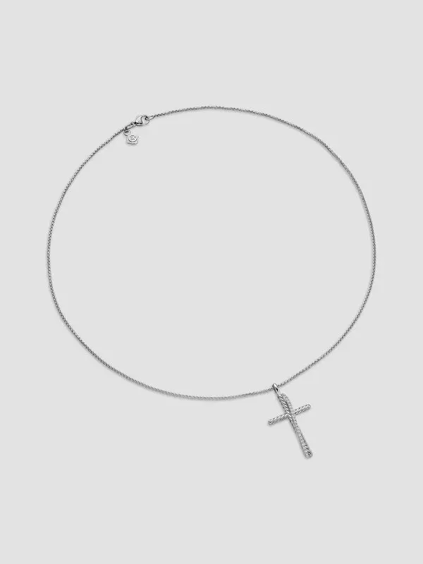 David Yurman Crossover Cross Necklace With Diamonds - Silver