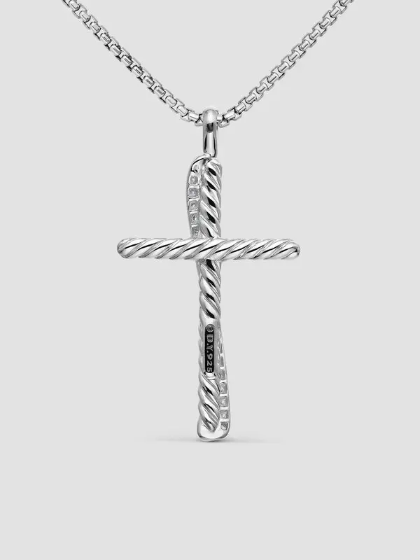 David Yurman Crossover Cross Necklace With Diamonds - Silver