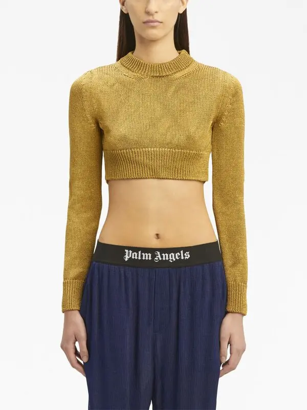 Palm Angels Cropped Laminated Jumper