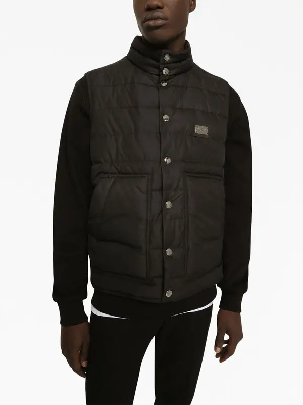 Dolce & Gabbana Logo-plaque Padded Gilet - Black