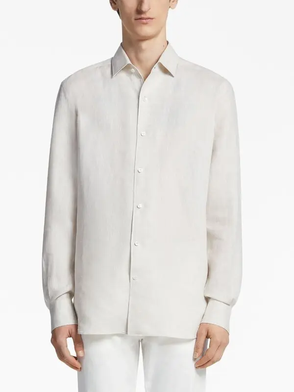 Zegna Long-sleeve Linen Shirt - White