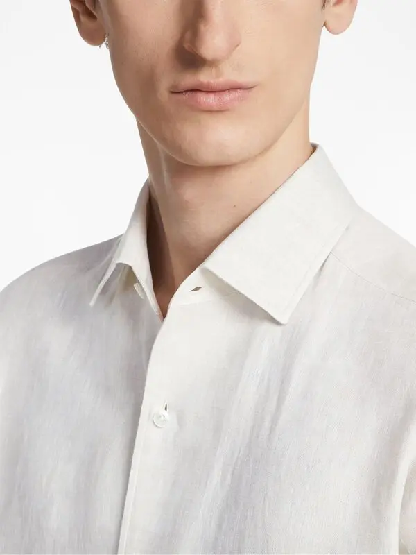 Zegna Long-sleeve Linen Shirt - White