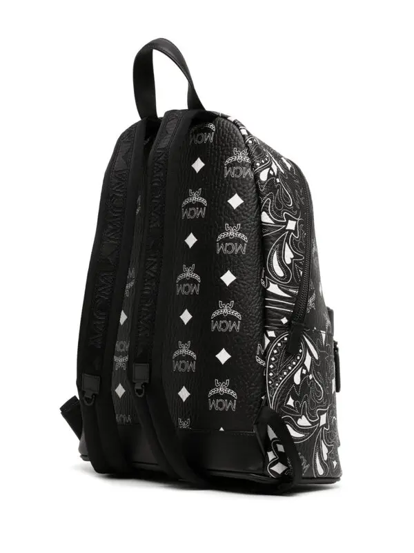 Mcm Medium Stark Bandana Monogram Backpack - Black | Editorialist