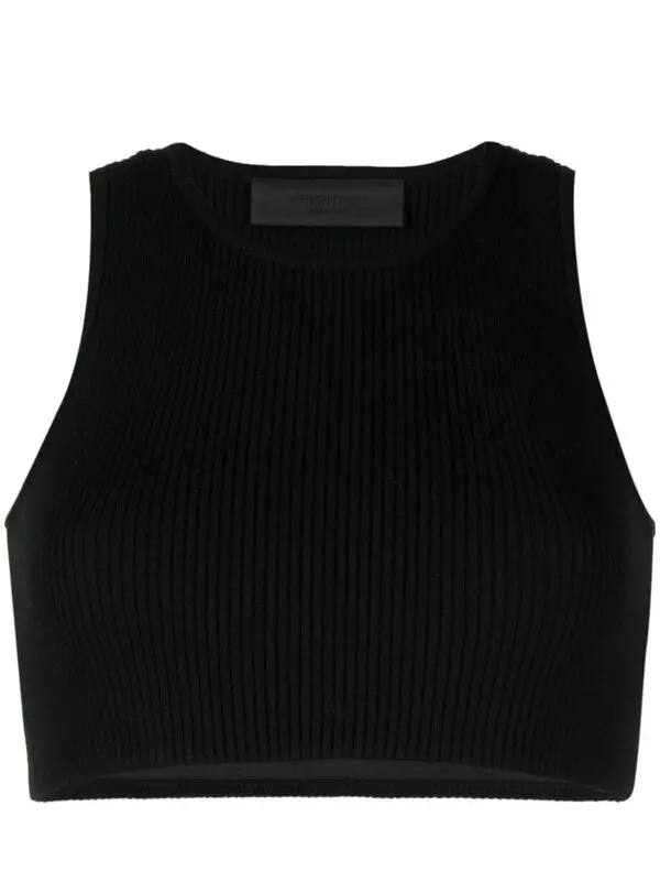 Fear Of God Logo-patch Ribbed Crop Top - Black