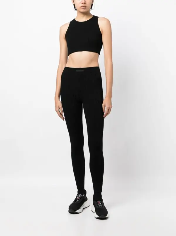 Fear Of God Logo-patch Ribbed Crop Top - Black