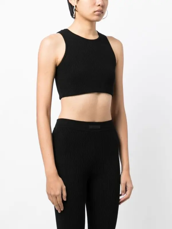 Fear Of God Logo-patch Ribbed Crop Top - Black