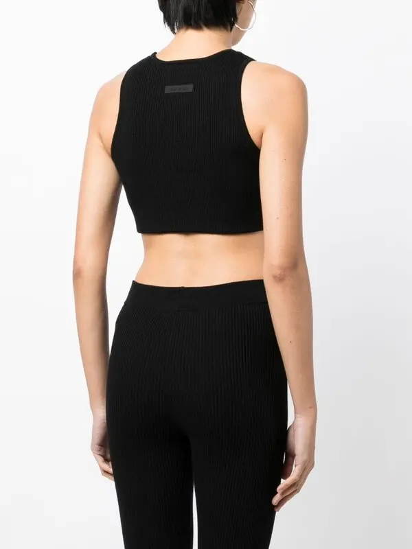 Fear Of God Logo-patch Ribbed Crop Top - Black