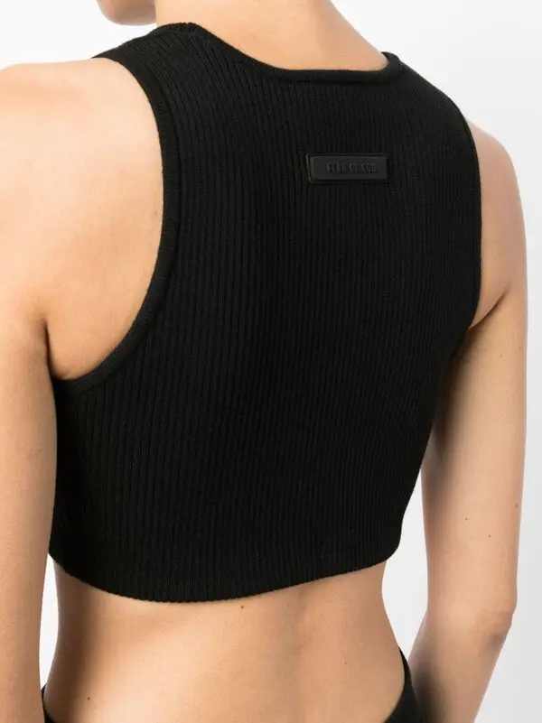 Fear Of God Logo-patch Ribbed Crop Top - Black